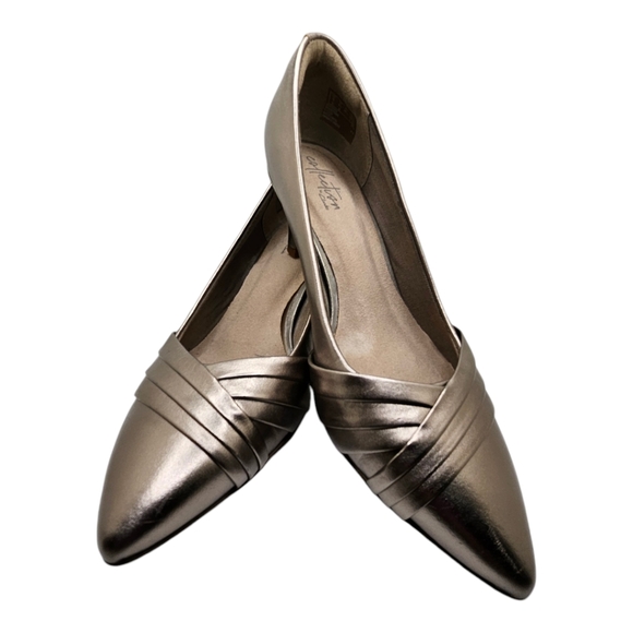 Clarks | Shoes | Clarks Collection Linvale Pewter Metallic Heels | Poshmark